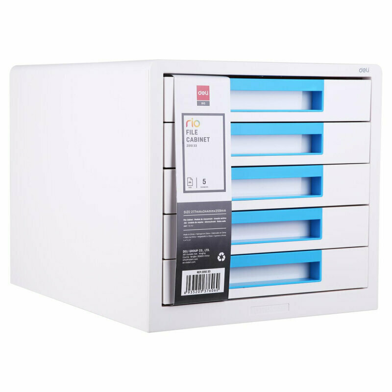 Бокс с выдвижными лотками Deli Rio EZ01033, 5 выдвижн лотков, белый/синий, 1696481