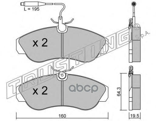 К-т дисков. тормоз. колодок Fiat Ducato 94-, Citroen Jumper 94-, Peugeot Boxer 94- П с датч Trusting арт. 1580
