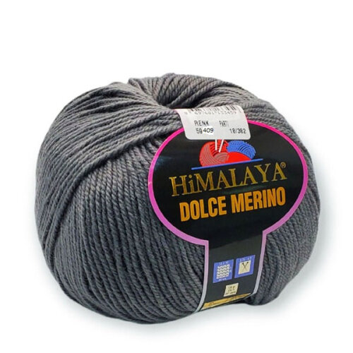 Пряжа HiMALAYA "DOLCE MERİNO" 50% Шерсть мериноса, 50% Микрофибра, 100гр/230м, (59409 Темно-Серый) 1 упаковка (10 мотков)