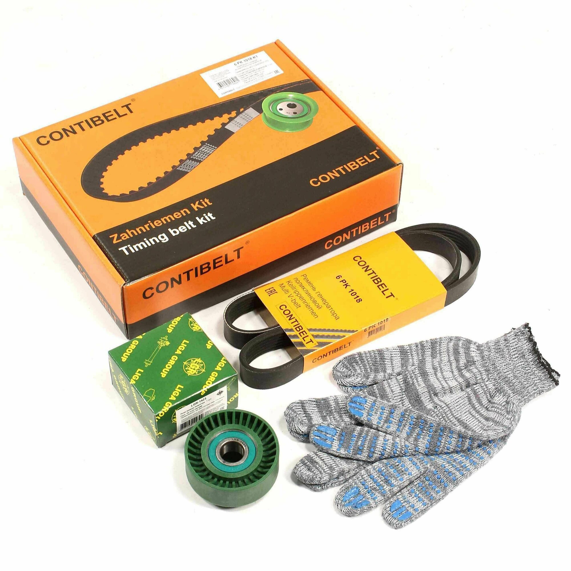 Ремень 1018 (6PK) генератора ВАЗ-Калина (под кондиционер) с роликом