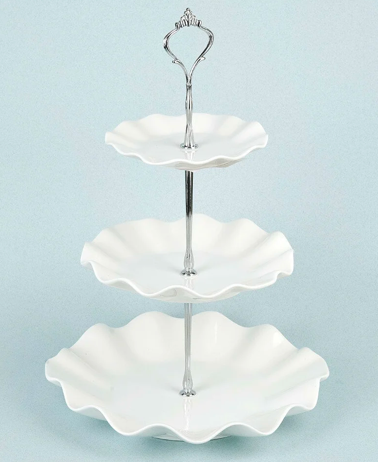 Фруктовница Nouvelle Home / Нувель Хоум Маршмеллоу 0530164 трехъярусная, фарфоровая, белая 37см / конфетница / ваза для фруктов