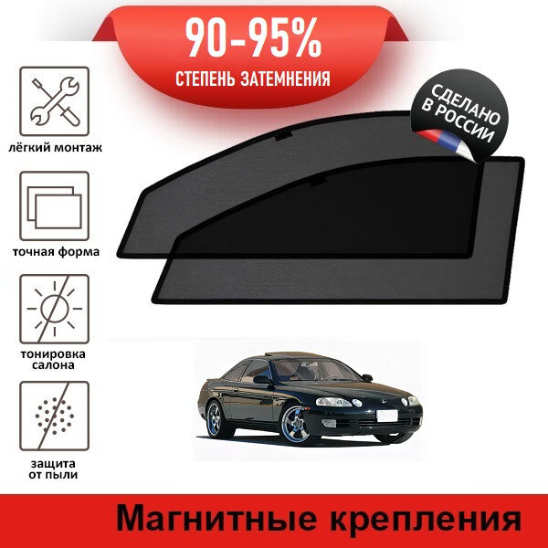 Каркасные шторки LATONIK PREMIUM на Lexus SC 1 (1991-2000) на передние двери на магнитах с затемнением 90-95%