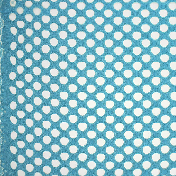 Ткань кружево для рукоделия и шитья, кружевное полотно голубого цвета 100х140 см