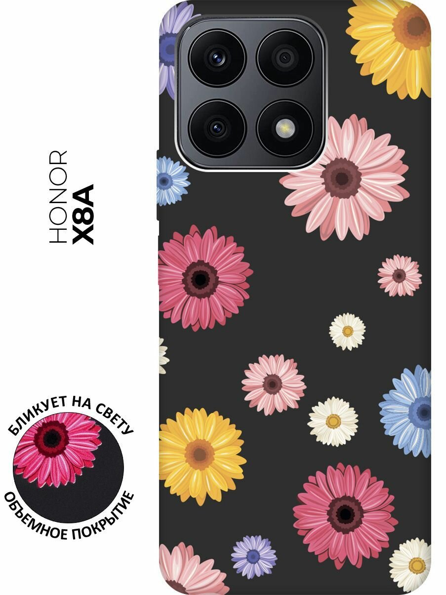 Матовый чехол Gerberas для Honor X8a / Хонор Х8А с 3D эффектом черный