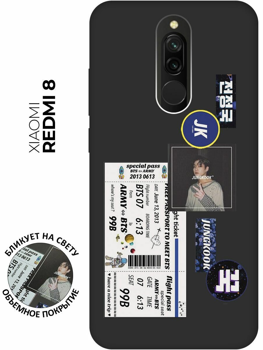 Матовый чехол BTS Stickers для Xiaomi Redmi 8 / Сяоми Редми 8 с 3D эффектом черный