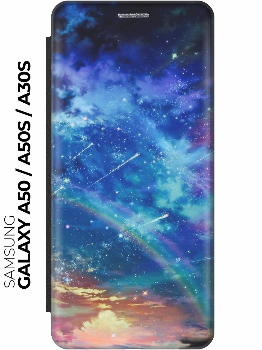 Чехол-книжка Звездопад на Samsung Galaxy A50 / A50s / A30s / Самсунг А50 / А30с / А50с черный