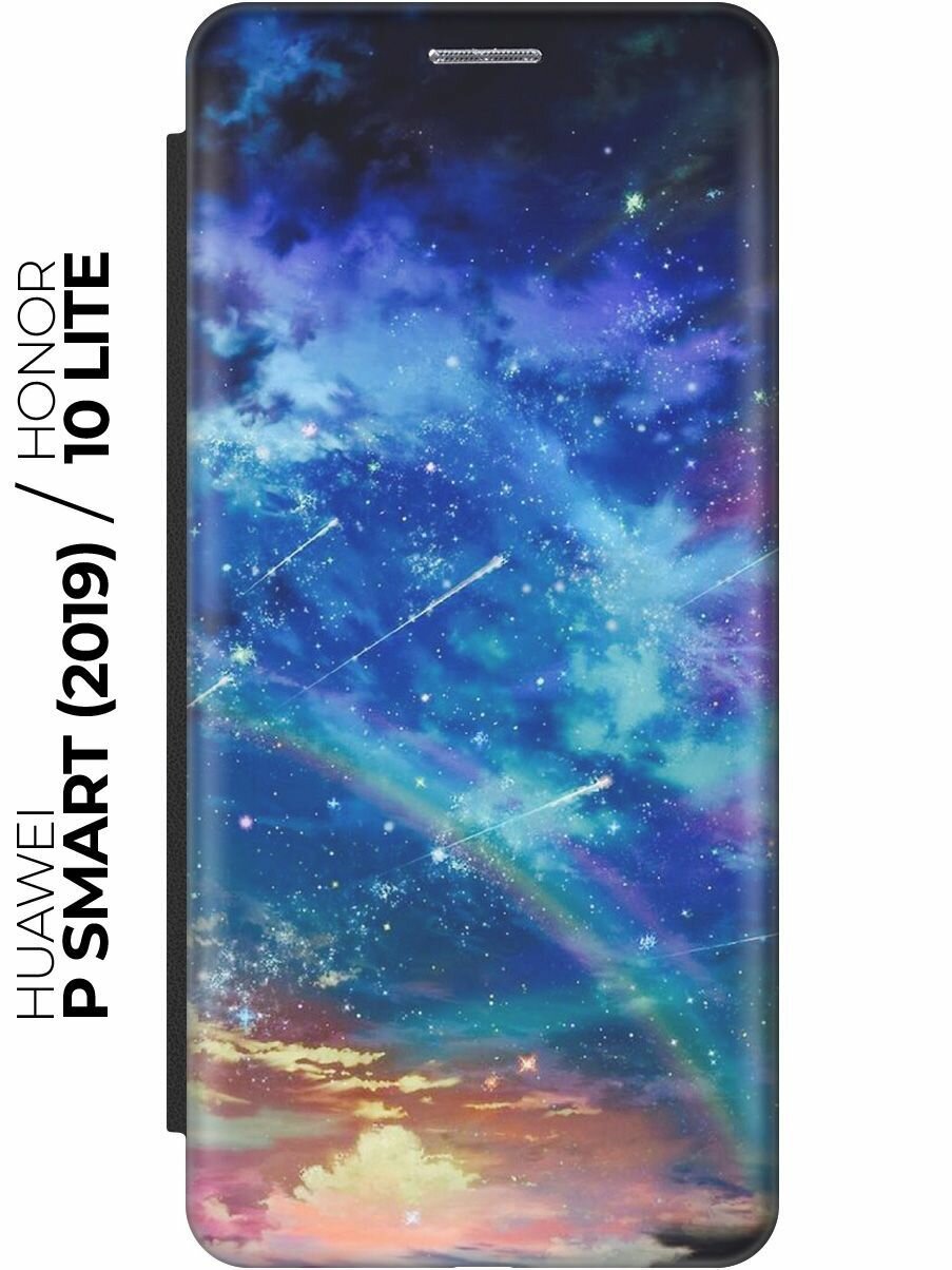 Чехол-книжка Звездопад на Honor 10 Lite / Huawei P Smart (2019) / Хуавей П Смарт (2019) / Хонор 10 Лайт черный