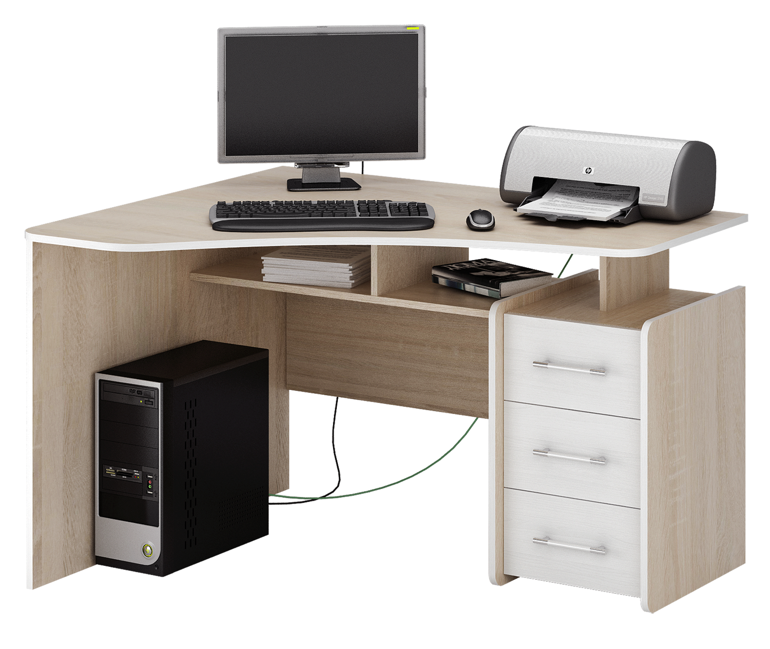 Компьютерный стол "Триан-5", угловой, с ящиками, 75x120x90 см