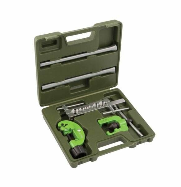 Набор инструмента для развальцовки тормозных трубок (6, 8, 10, 12, 14, 15 мм) рабочий диапазон трубореза: 3 - 28 мм