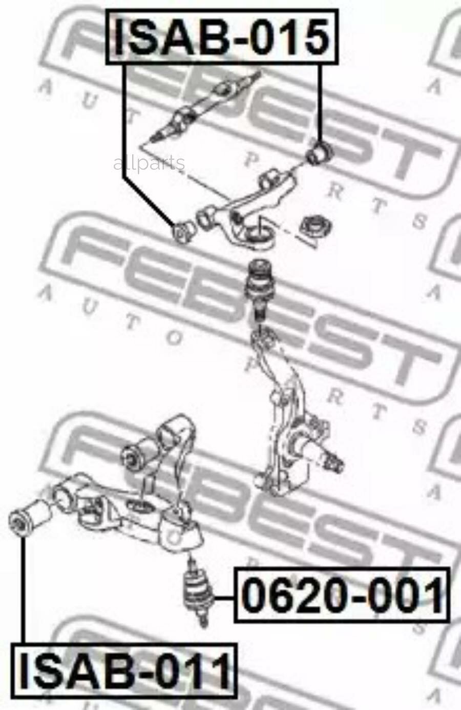 FEBEST ISAB015 сайлентблок рычага! переднего верхнего\ Isuzu ELF 08>