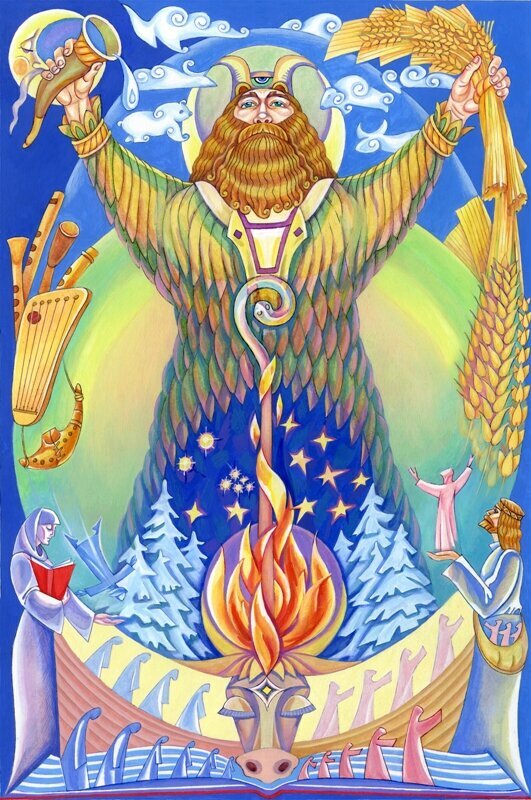 Картина "Велес" (шёлк, 65*38 см) Васильева Т.