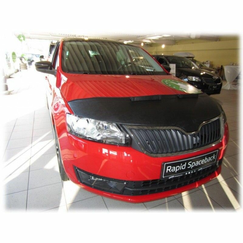 Дефлектор капота Кожаный для SKODA RAPID 2012 -2017 I (Шкода Рапид)