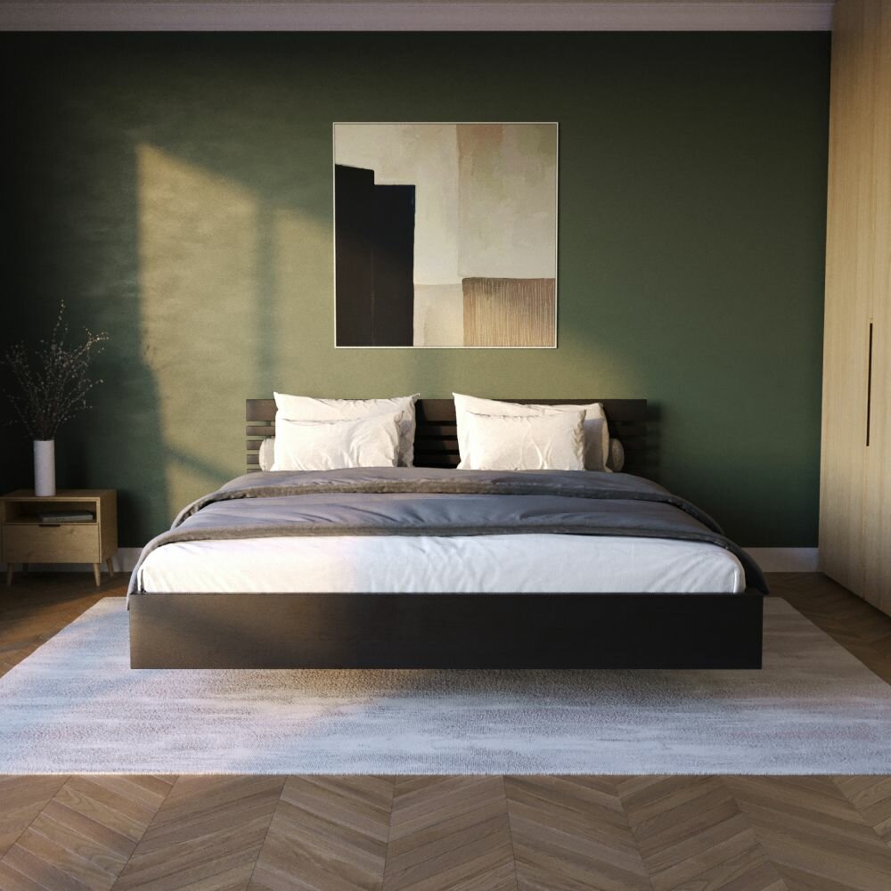 Кровать двуспальная 160x190 парящая Сонна цвет Венге