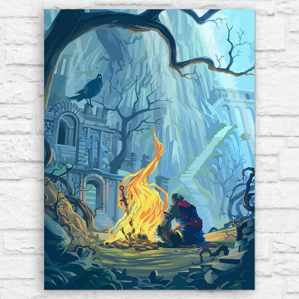 Картина по номерам на холсте игра Dark Souls (Дарк Солс, PS, PC, XBOX) - 15024 В 60x80