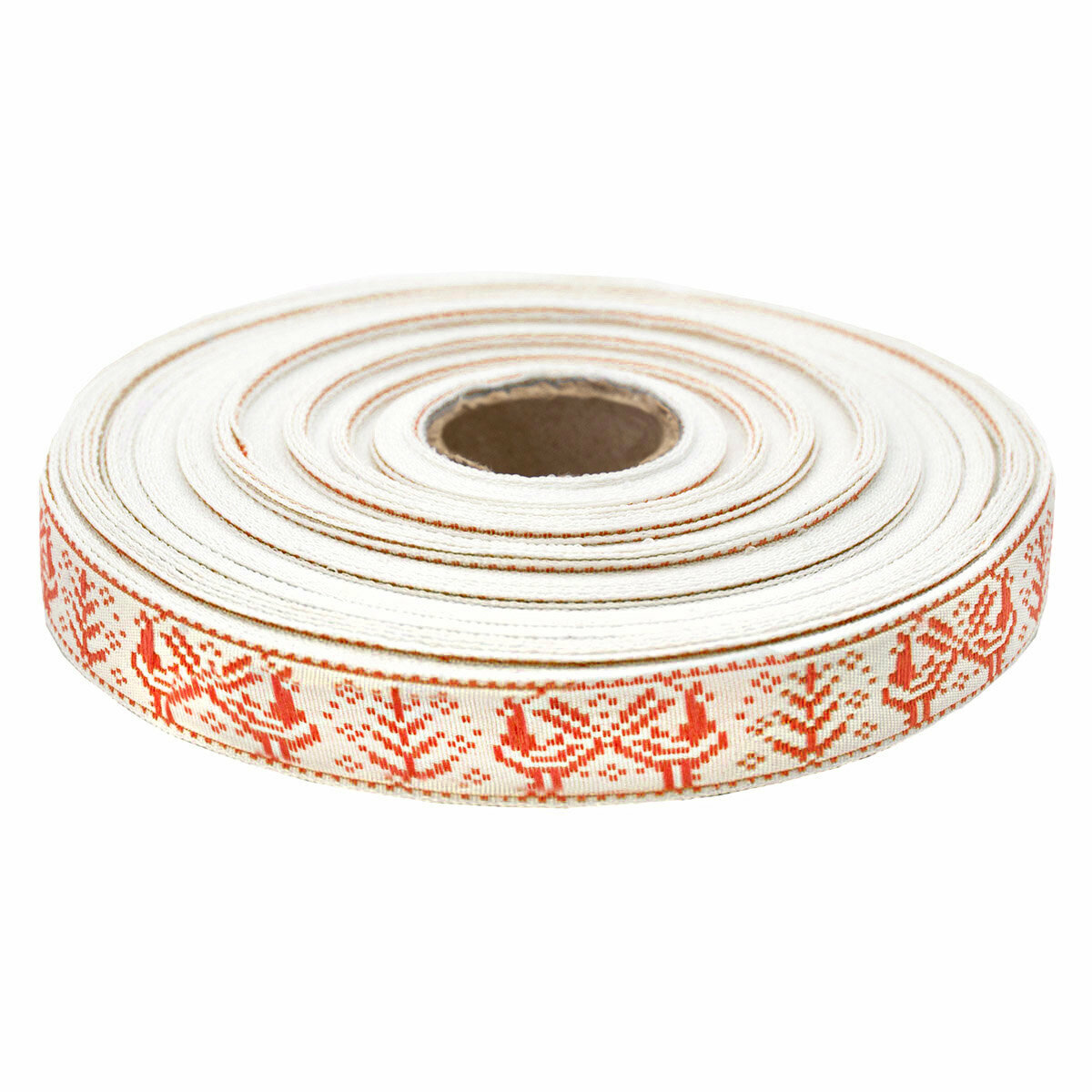 Лента жаккардовая Красная лента 'Славянский орнамент Оберег', С3771Г17, рисунок 9507, 18мм*25м (красный)