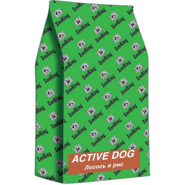 ZooRing Корм сухой для собак Active Dog Лосось и рис, 20кг