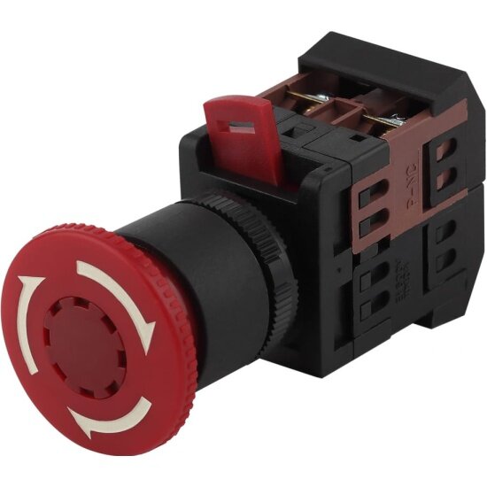 Кнопка Iek AE-22 "Грибок" d22мм 1з+1р 240В с фиксацией красн, BBG10-AE-K04