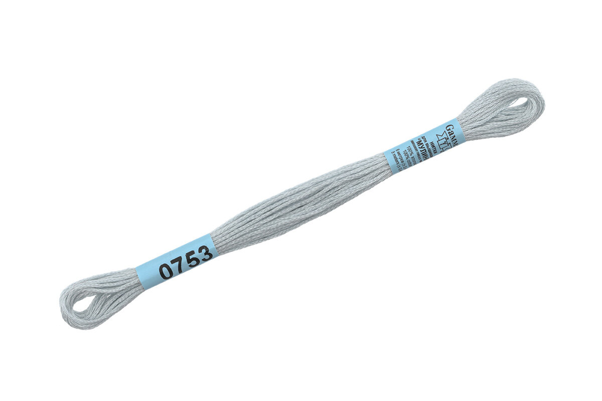 Мулине "Gamma" 100% хлопок 8 м №0753 св-серо-голубой