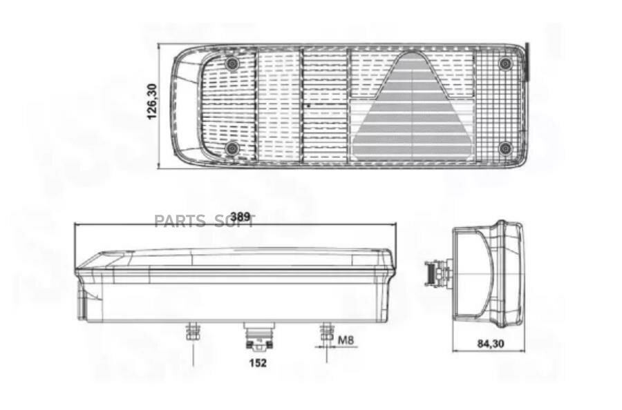 Фонарь задний правый! многосекц. б/л с АМР-разъемом и габаритом Kogel, Krone ТехАвтоСвет арт. U02804R