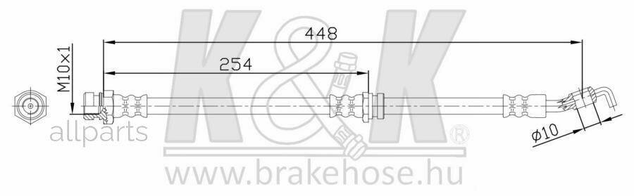 K&K FT0305 Шланг тормозной передн KIA: RIO II 1.4 16V/1.5 CRDI/1.6 16V 05-