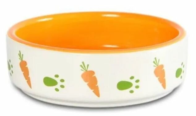 HOMEPET Миска для мелких грызунов, керамическая, оранжевая, 8,5 см х 8,5 см х 2,5 см, 75 мл