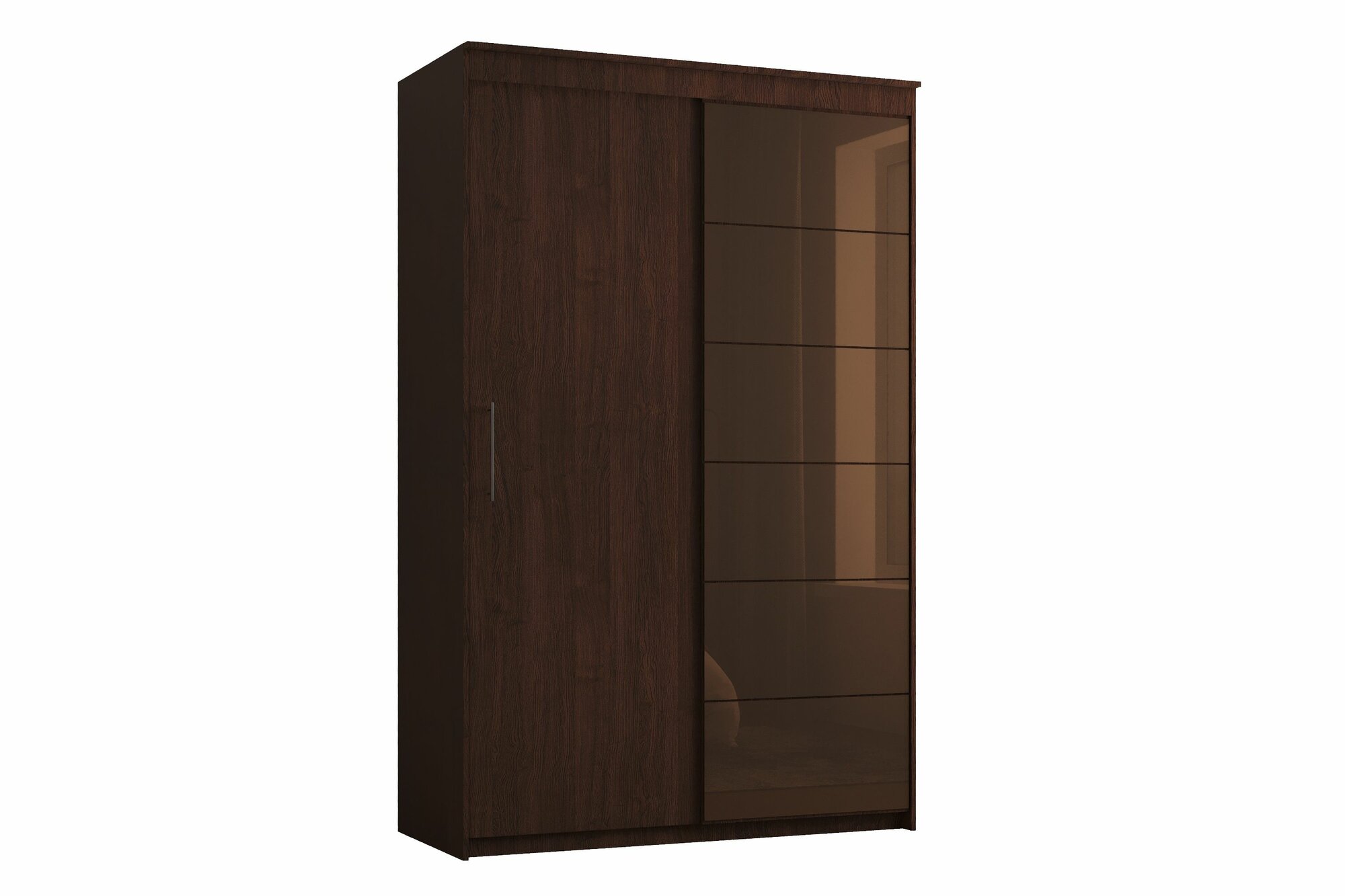 Шкаф-купе "Арманд 2" 100-60-240 Венге и оракал коричневый 800М ручка рейлинг хром матовая наполнение платье