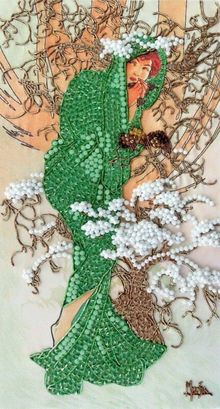 Набор для вышивания Хрустальные грани #С-7Б Зима, Вышивка бисером, 17.5 х 33.5 см