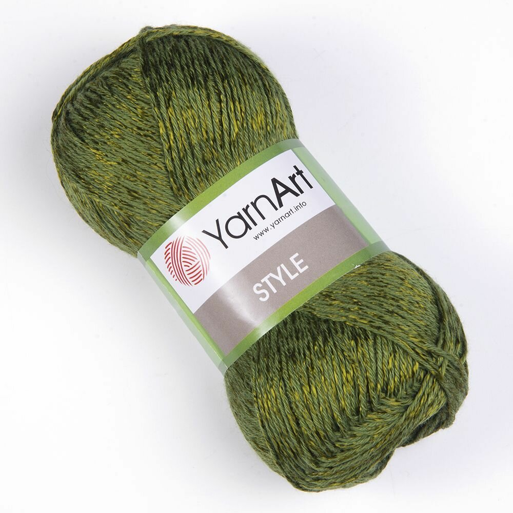 Пряжа Стиль ЯрнАрт (Style) упаковка 5 мотков 50 г. 185 м. 67% хлопок 33% вискоза цвет 679 оливковый