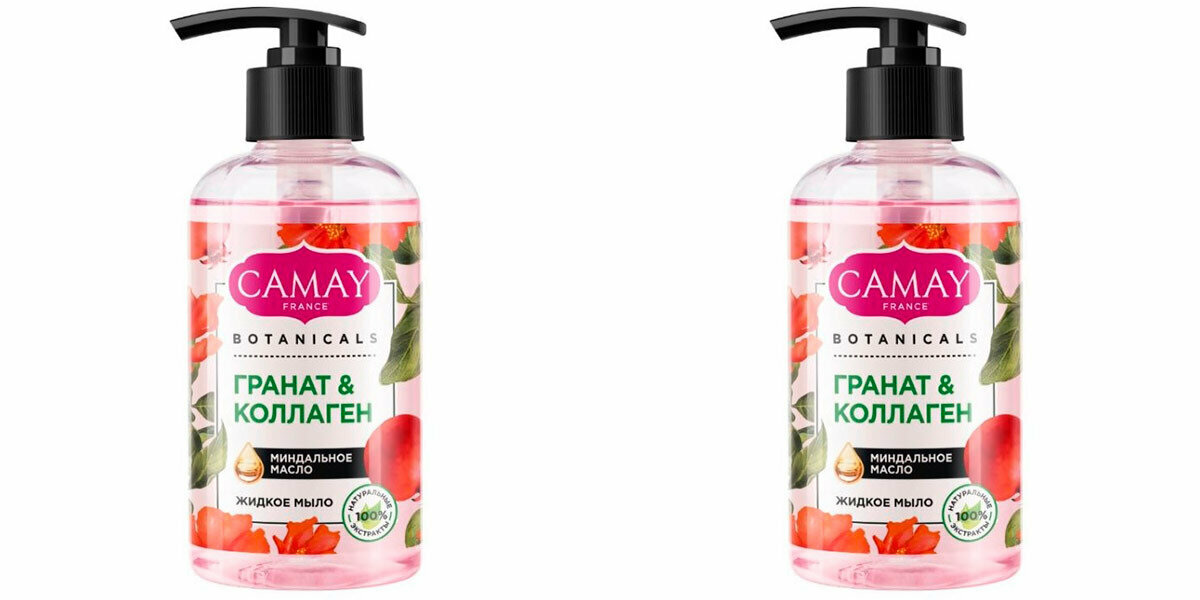 Жидкое мыло Camay Botanicals, цветы граната с натуральными экстрактами и маслами, 280 мл, 2 шт