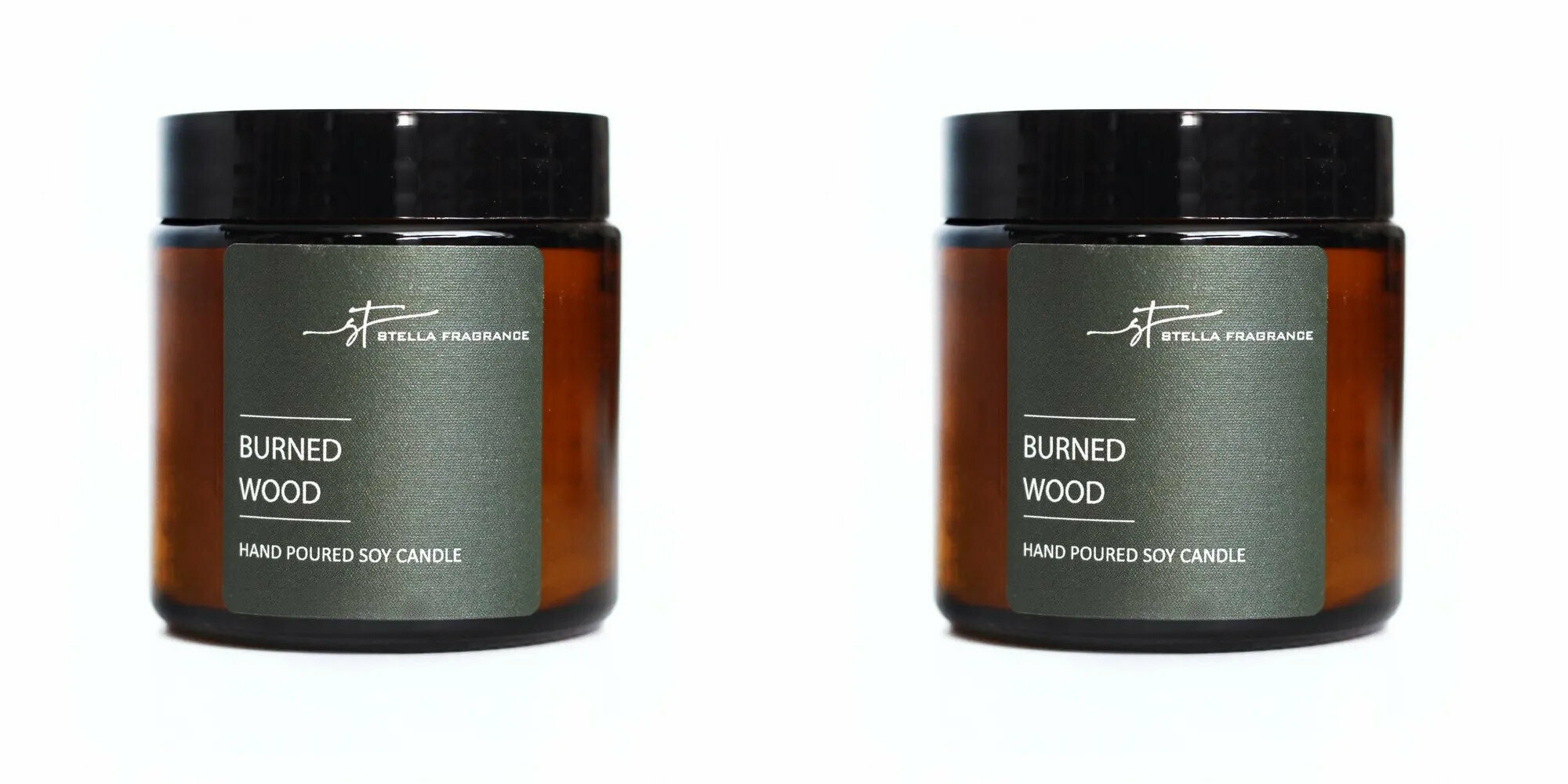Свеча ароматическая с фитилем Stella Fragrance Burned Wood, 90 гр, 2 штуки.