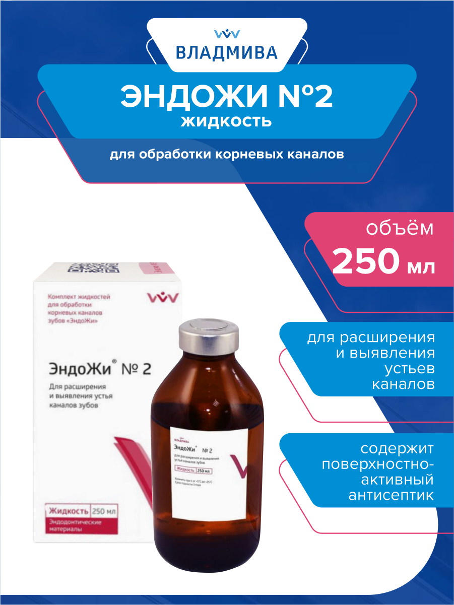 Жидкость для обработки корневых каналов ЭндоЖи №2 250 мл.