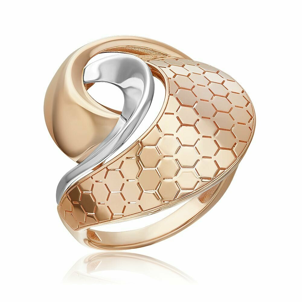 Кольцо, комбинированное золото, 585 проба, родирование