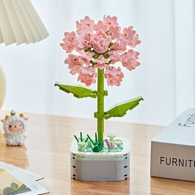 Конструктор пластиковый коллекционный FLOWER ZUANMA Цветок 6 в горшке