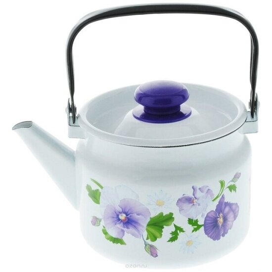 Чайник Лысьвенские Эмали Анютины глазки, эмалированный 2,0л (27104П2)