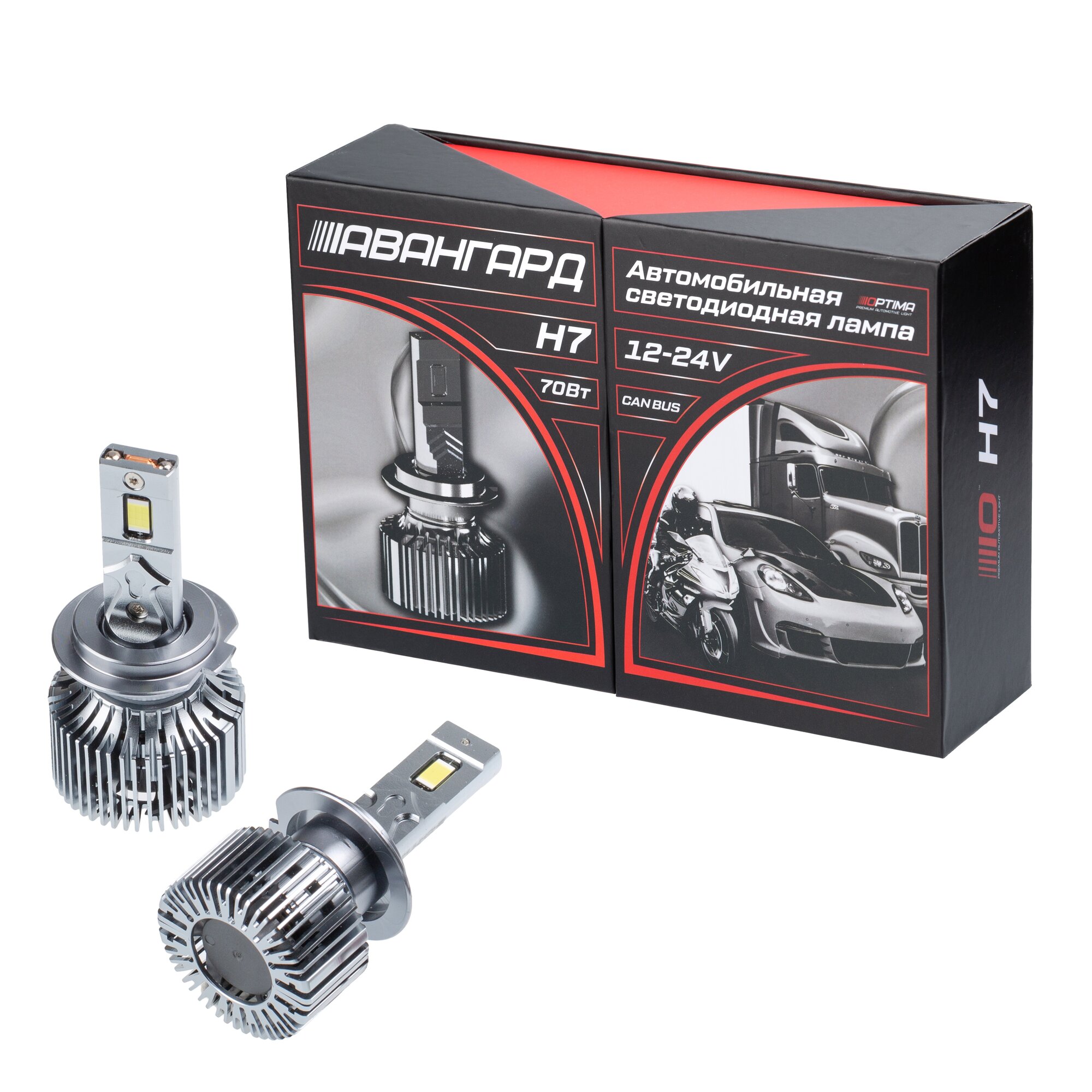 Светодиодные лампы Optima Premium LED авангард H7, 70W, 6800Lm, 5500K, 12V (2 лампы)