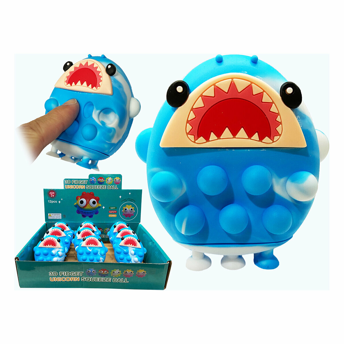 1TOY Жмяка Hit Pop It Акула на присосках 8×3×7 см в ассортименте Т23447-UV79 для снятия стресса