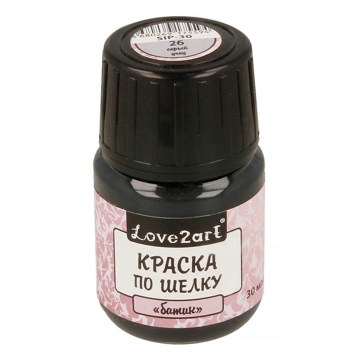 Love2art Краска по шелку батик SIP-30-MR78 30 мл, оттенок 26 серый для росписи тканей