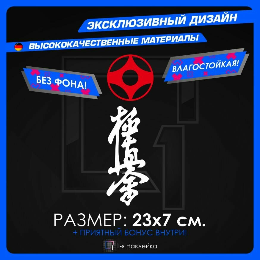Наклейки на автомобиль наклейка виниловая для авто Карате Кандзи Канку Киокушинкай Каратист 23x7см