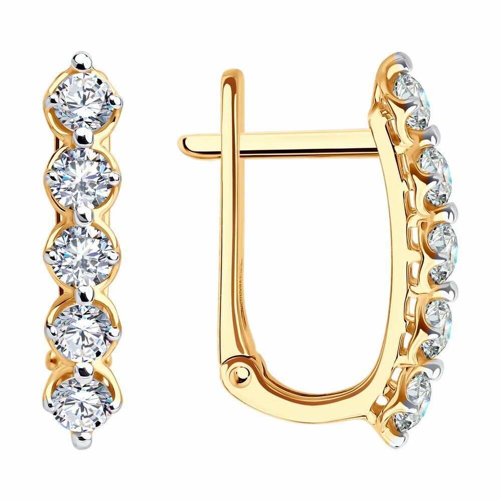 Серьги, красное золото, 585 проба, фианит