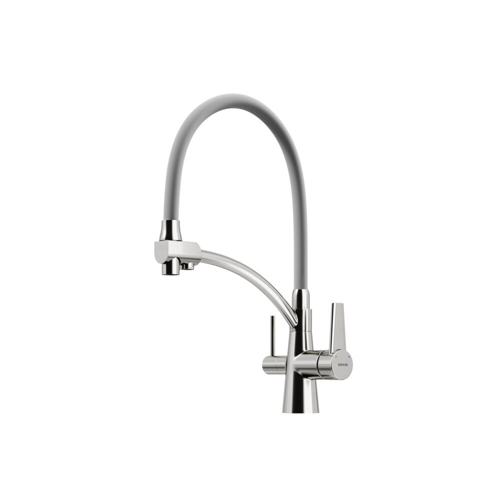 Смеситель для кухни Sancos (Санкос) Eri с гибким изливом под фильтр, брашированный никель, (SC4001BN)
