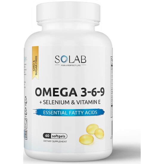 БАД Solab Omega 3-6-9 с селеном и витамином Е 60 капсул
