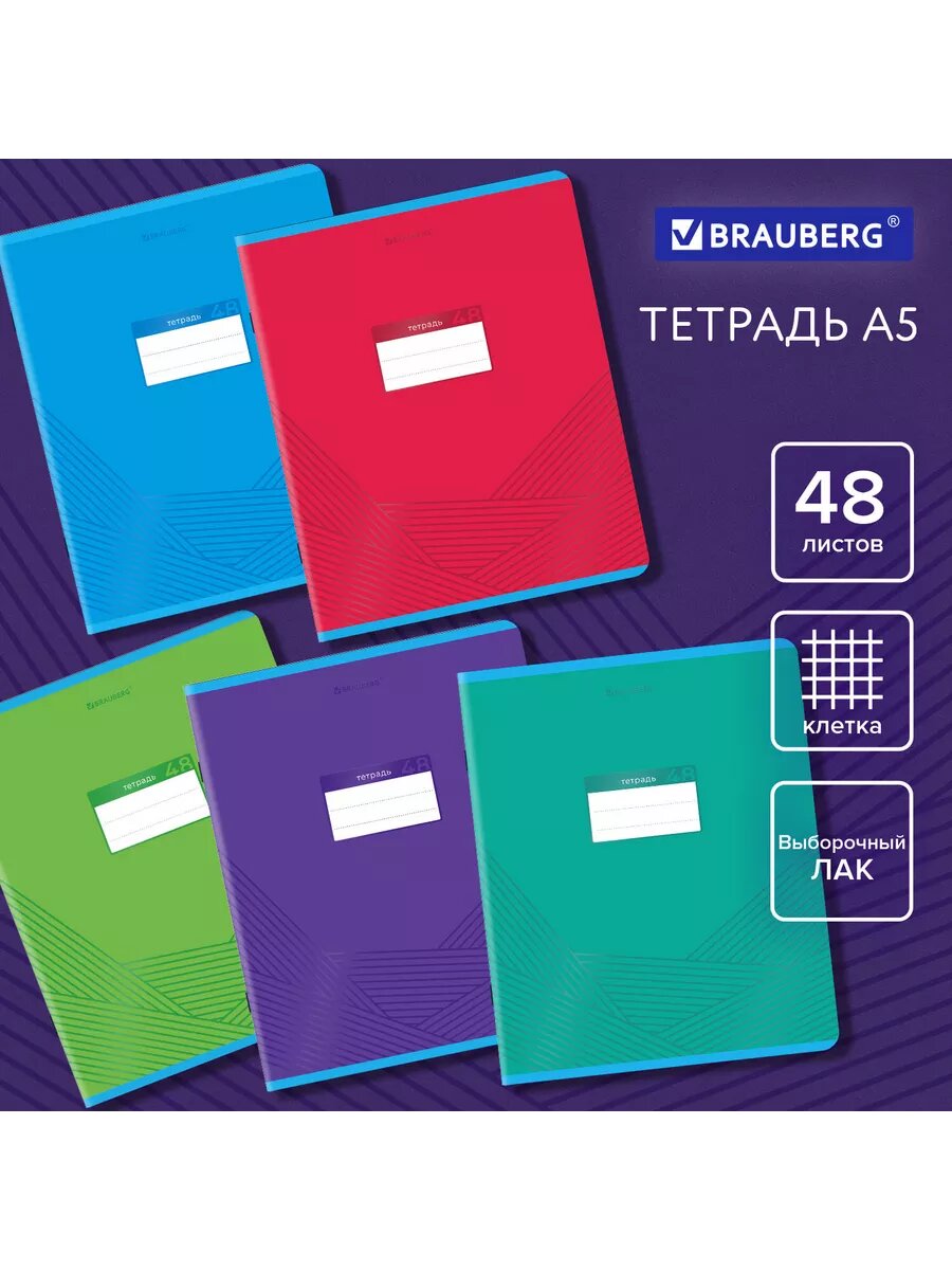 Набор тетрадей 48 л. в клетку, 5 шт