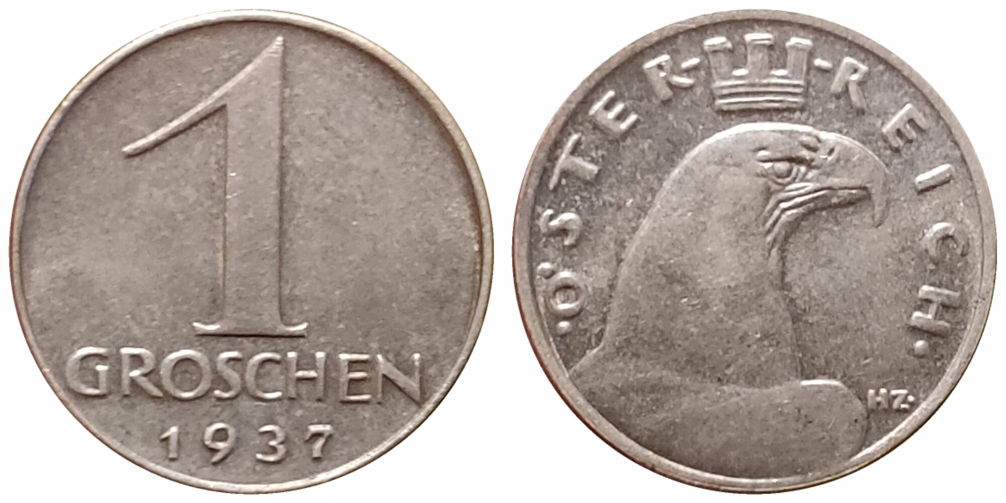 Австрия 1 грош, 1925-1938 Орел XF