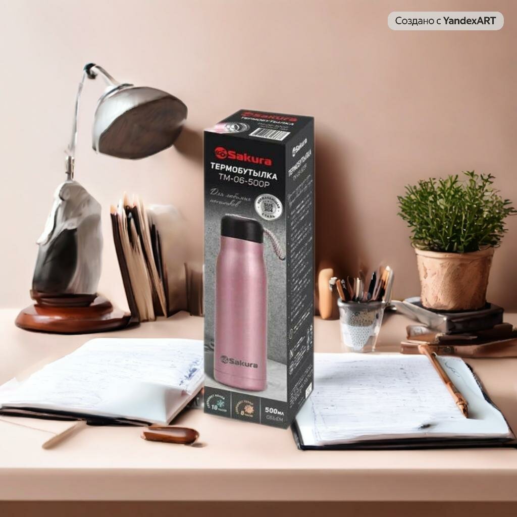 Термобутылка SAKURA TM-06, нержавеющая сталь, сохраняет температуру до 8/18 часов