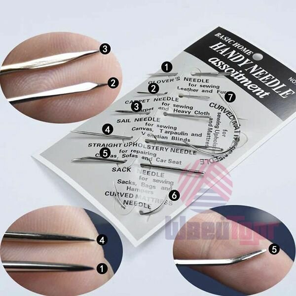 Набор ручных игл (5 пластин по 7 игл) (для кожи и меха, ковров и плотных тканей, холста и брезента и тд)