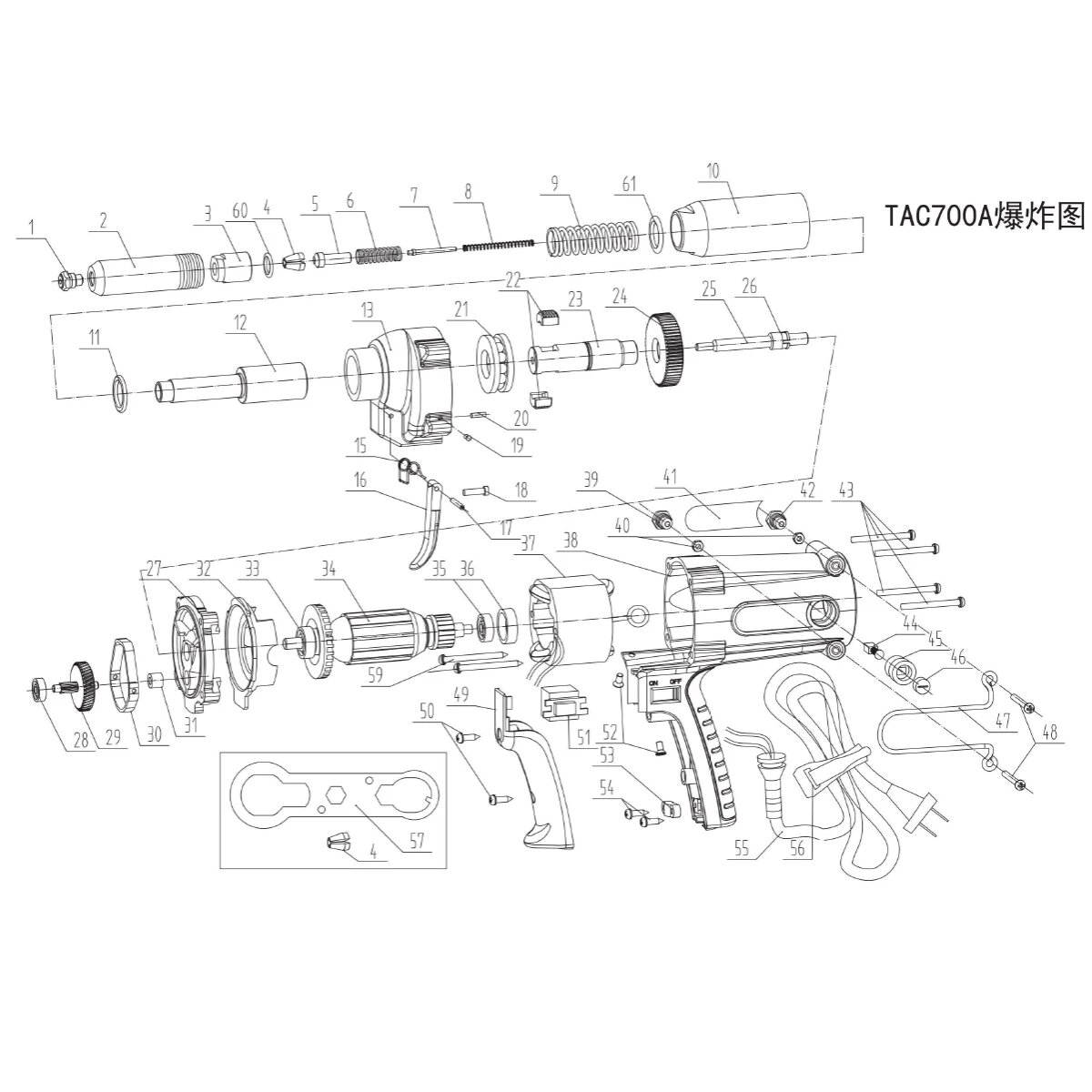Запасные части для электрического заклепочника TAC700, TAC700A, SK1008 NO.44