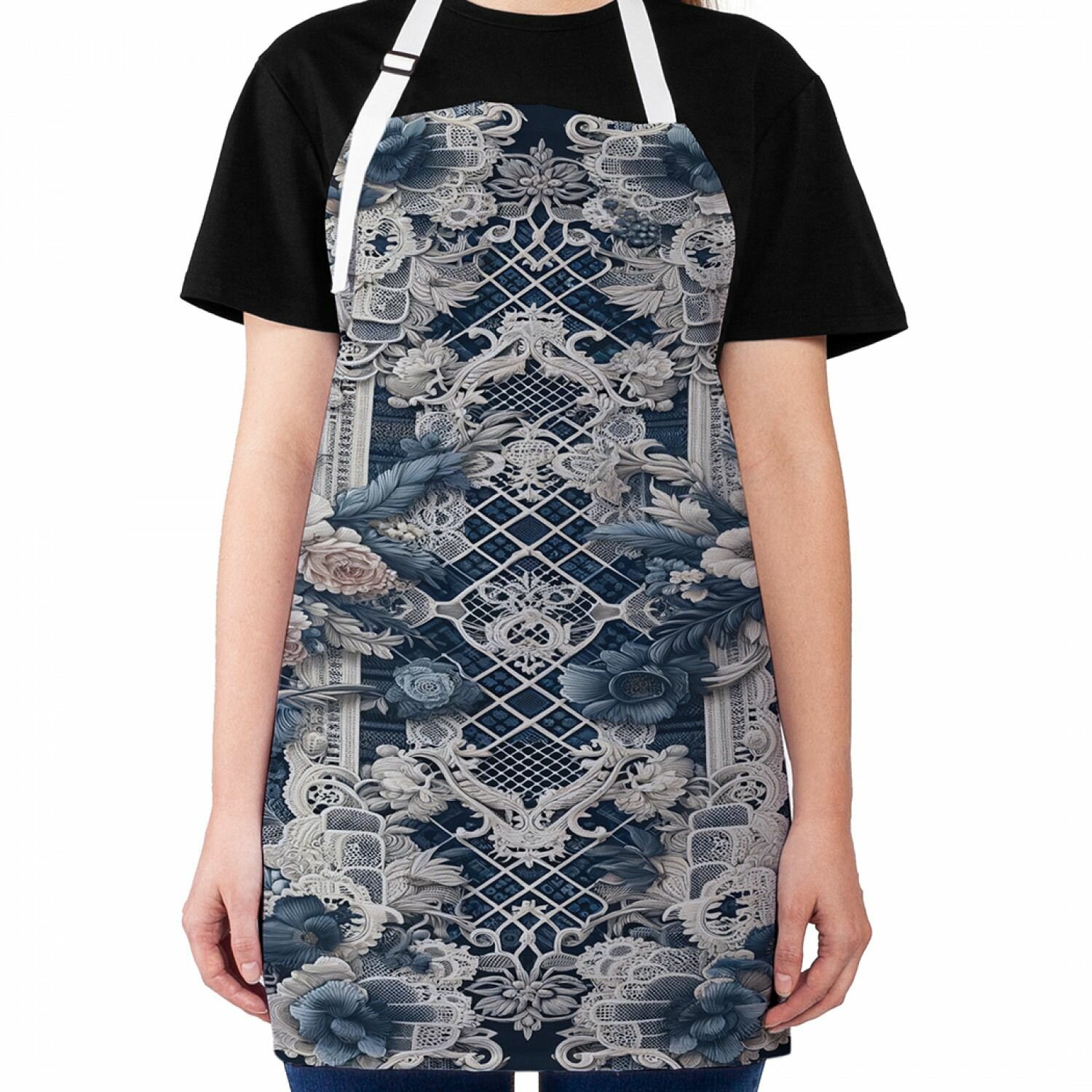 Фартук для кухни тканевый "Кружева рококо" / водоотталкивающий, универсальный размер , JoyArty