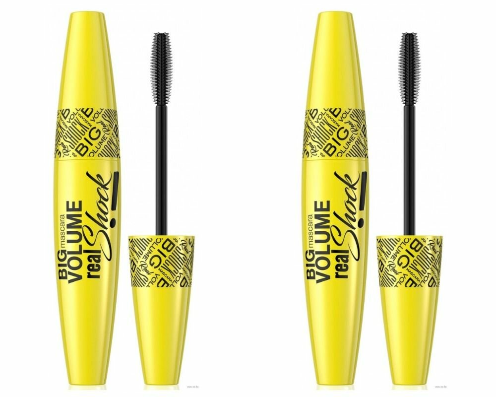 Eveline Cosmetics Объемная тушь для ресниц BIG VOLUME REAL SHOCK, черная, 10 мл, 2 шт