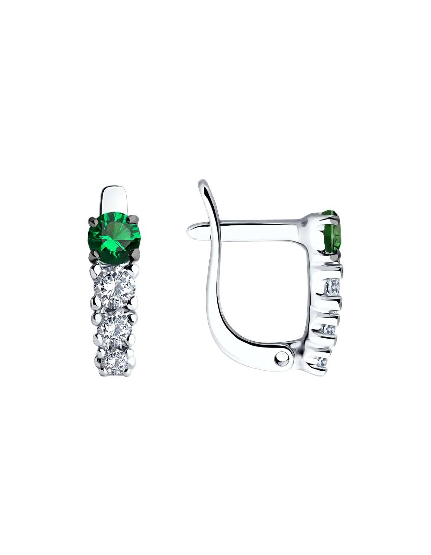 Серьги, серебро, 925 проба, родирование, кристаллы Swarovski