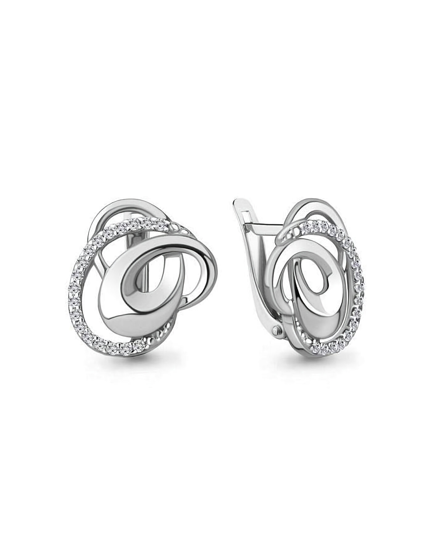 Серьги, серебро, 925 проба, родирование, фианит